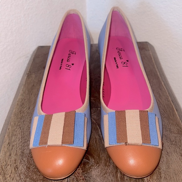 ferca 81 | Shoes | Ferca 8 Made In Italy Leather Cap Toe Heels With Bow ...